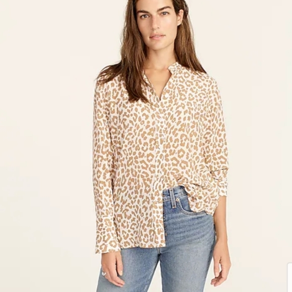 J. Crew | Tops | J Crew Perfect Animal Print Button Up Top | Poshmark